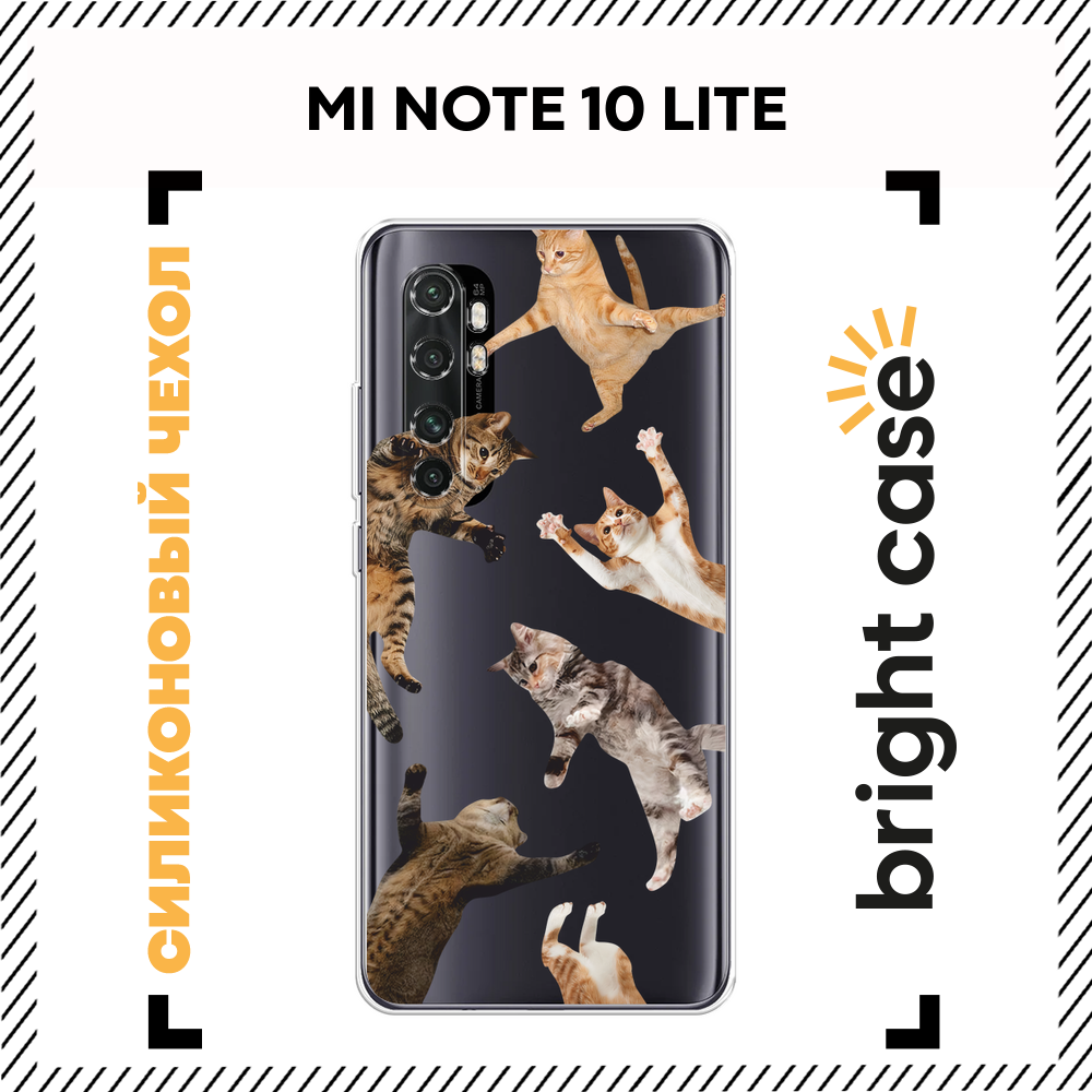 Чехол на Xiaomi Mi Note 10 Lite / Сяоми Ми Нот 10 Лайт с принтом Смешные коты, прозрачный