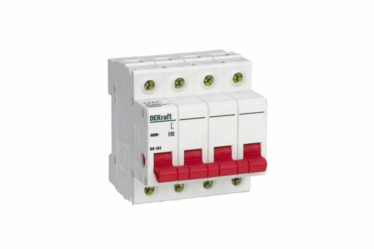 Выключатель нагрузки 4п ВН-102 20А DEKraft
