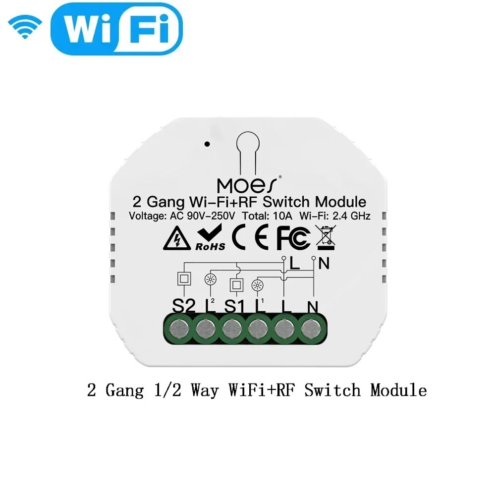 MOES Tuya Smart ZigBee Wi-Fi модуль переключателя WiFi 2 Gang Switch