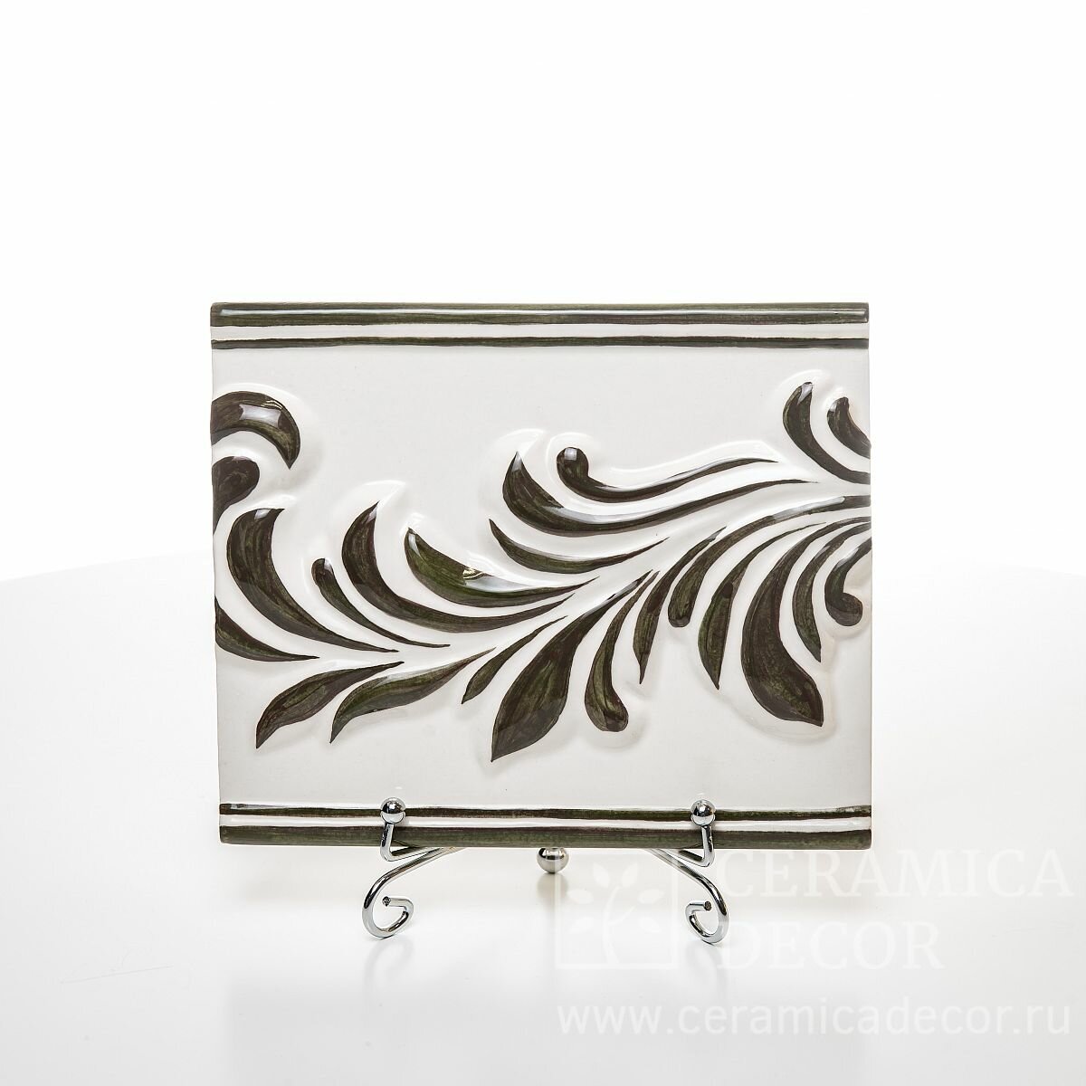 Изразец из составного декора (2-5) Альбион в росписи Тёмная Олива