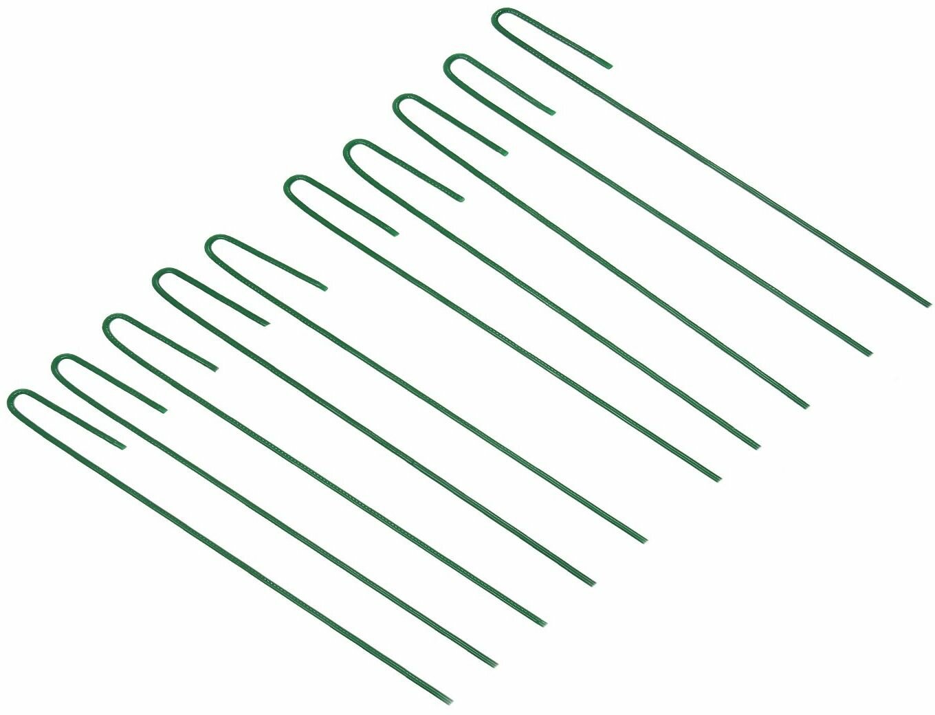 Колышки садовые универсальные металлические, для подвязки растений, высота 30 см, диаметр ножки 0,3 см, набор из 10 шт, цвет зелёный