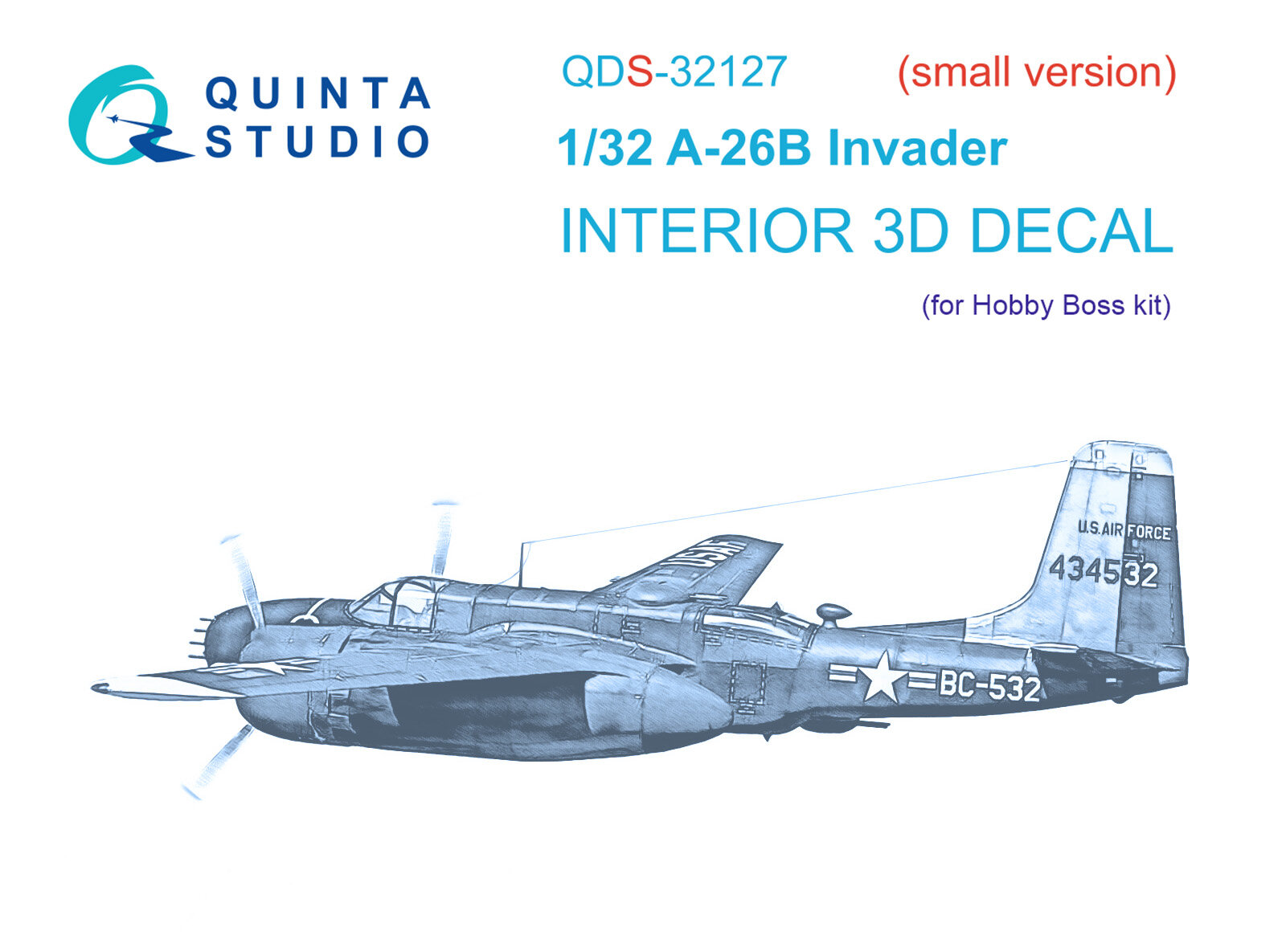 QDS-32127 3D Декаль интерьера кабины A-26B (Hobby Boss) (small version)