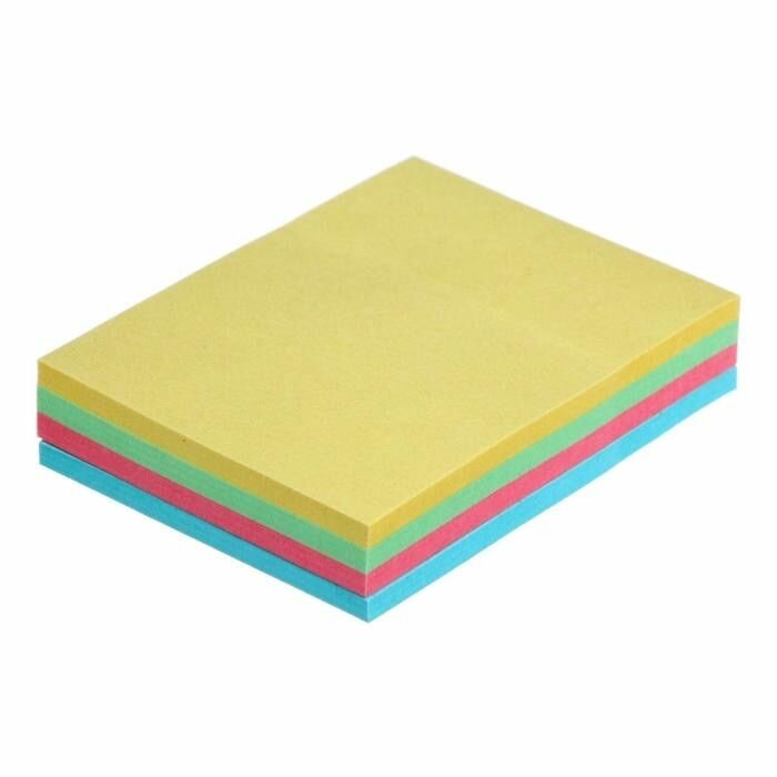 Блок с липким краем для заметок 51 x 38 мм, 100 листов, 4 цвета