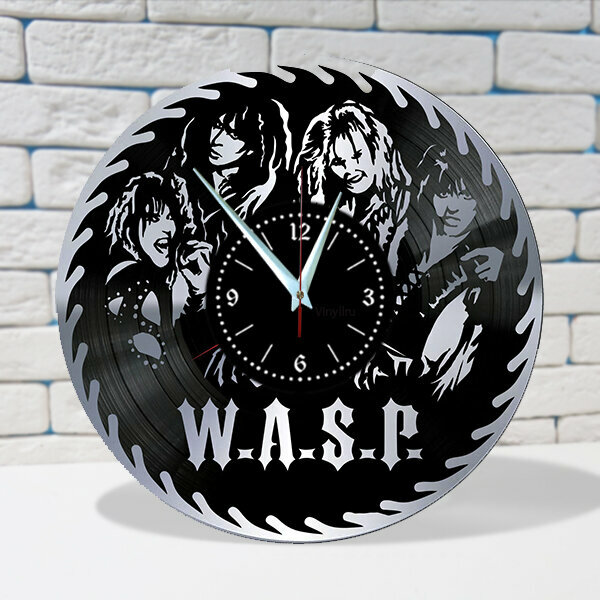 Настенные часы из виниловой пластинки WASP серебрянная подложка