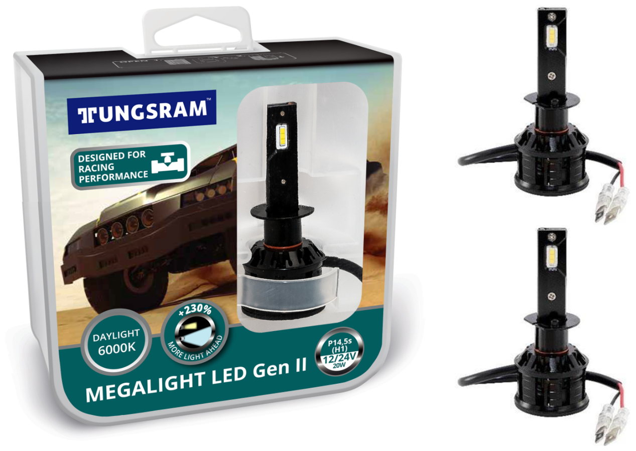 Лампы H1 12/24V-LED (P14,5s) 6000K 20W Megalight LED GEN II +230 (пу.2 шт.) 93120749