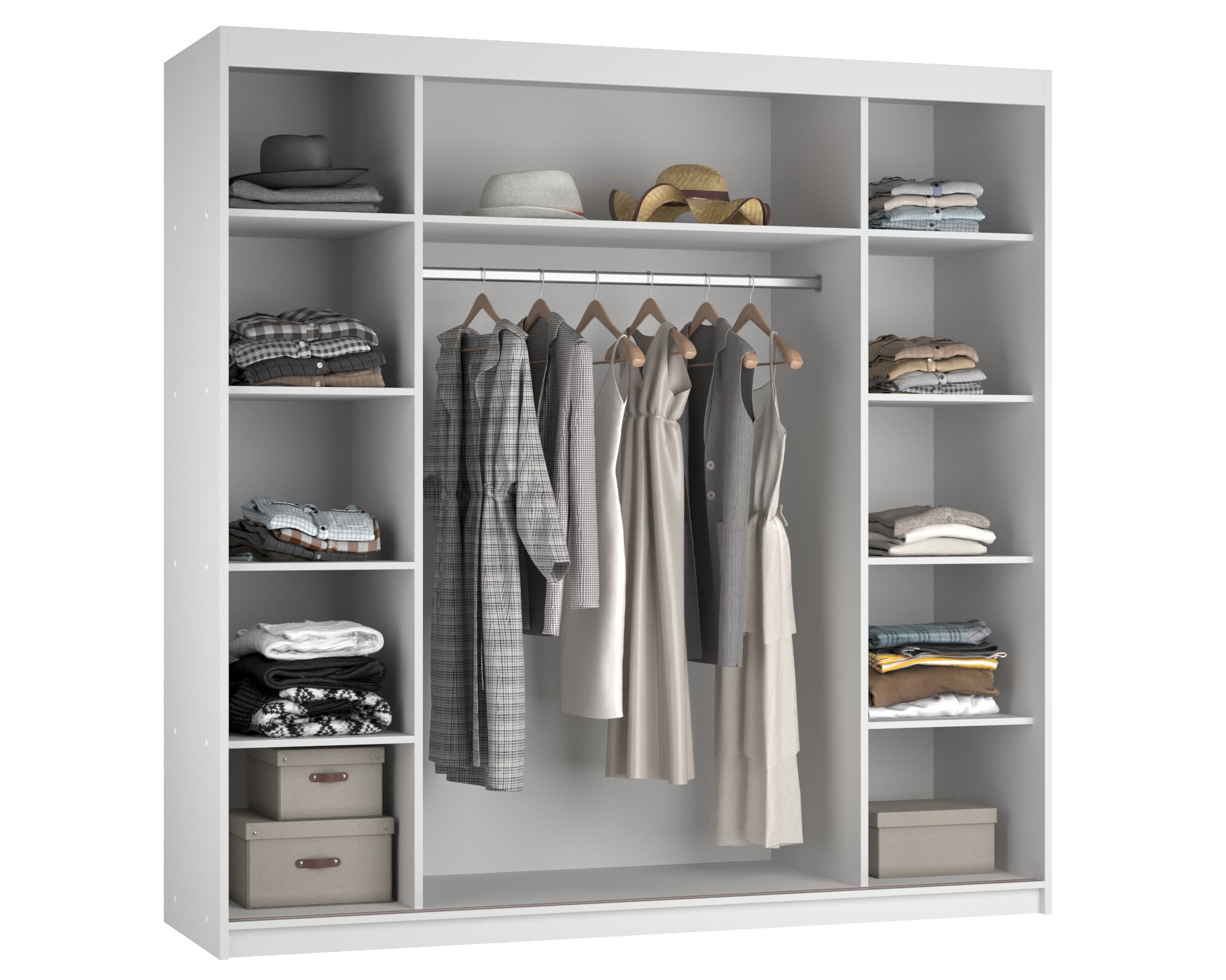 Шкаф купе для одежды со штангой Мебель на Руси "Эко 4" 200х220х60 Белый