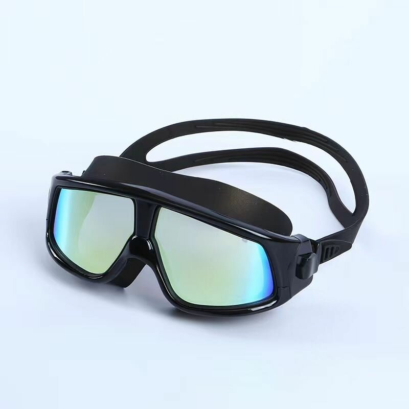 Подводные очки (полумаска) для плавания, взрослые, женские, мужские, для купания в бассейне, чёрный цвет, оранжевый блик линз, 1 шт.