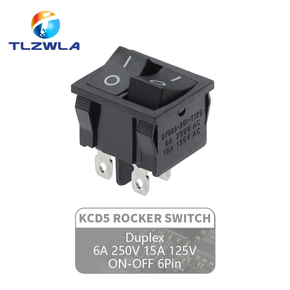 Rocker Switch KCD5 Duplex 6A 250V 15A 125V 4Pin