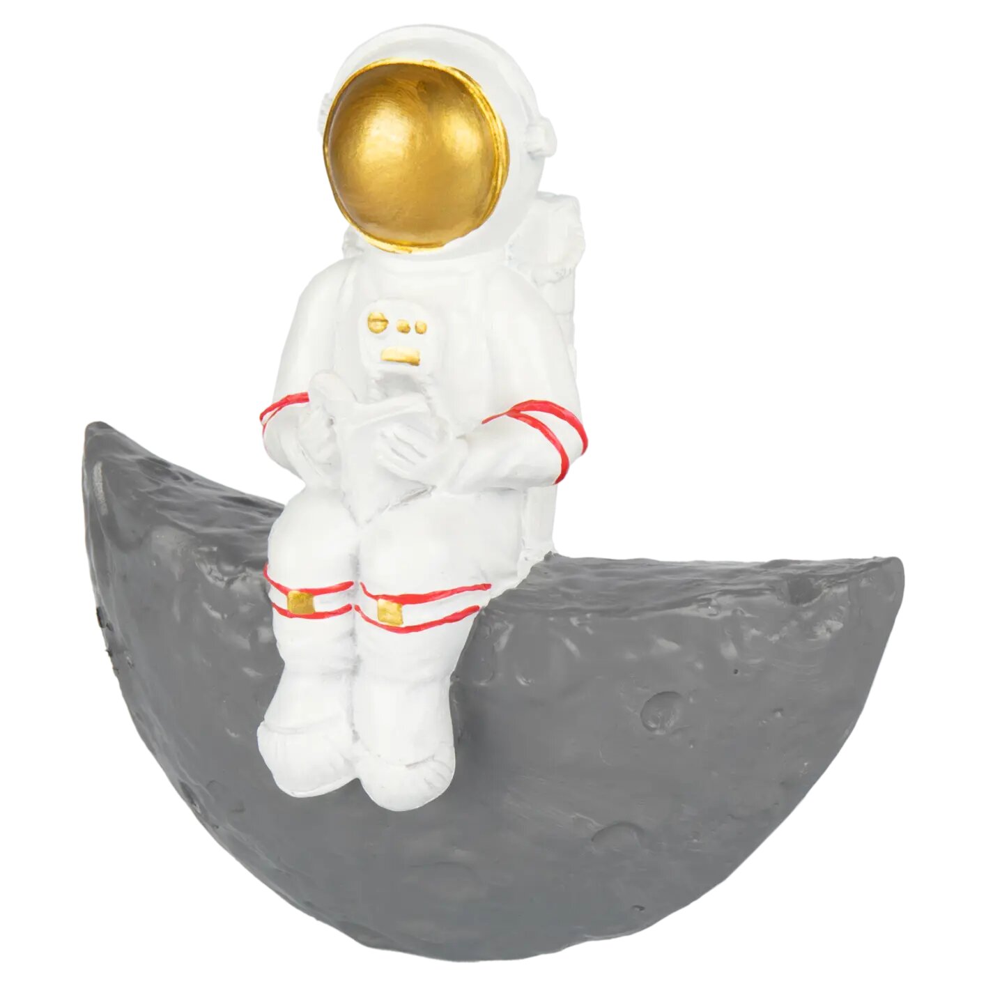 Фигура Космонавт на луне пластик 15 см цвет серый/белый/золотой