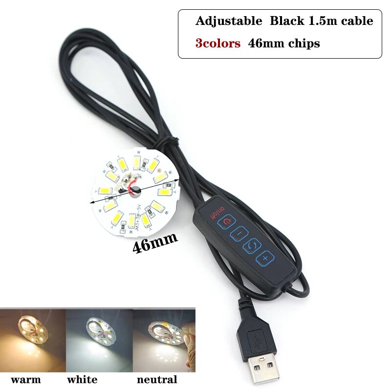 USB лампа для чтения с регулировкой 46mm, черный