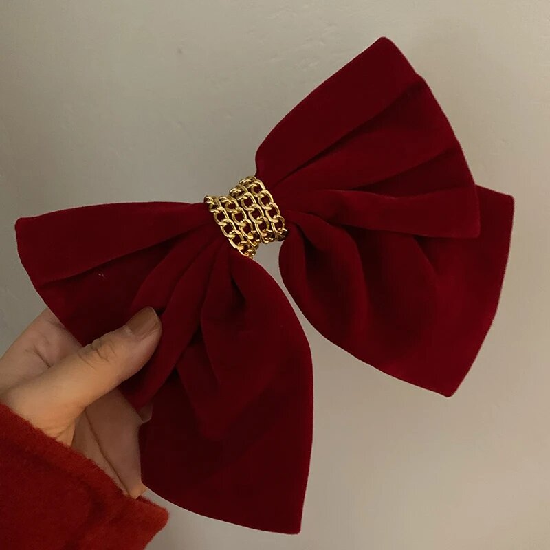 Бархатные заколки MODENGCHONGER с бантом Бордовый, wine red