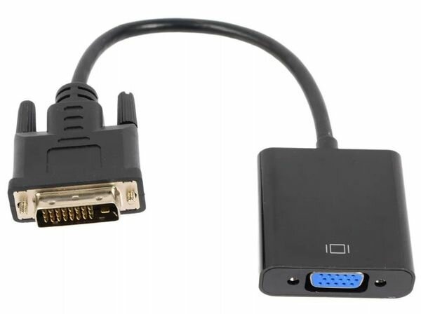 Переходник-адаптер DVI-D-VGA, для ноутбука, монитора, черный — фото 1