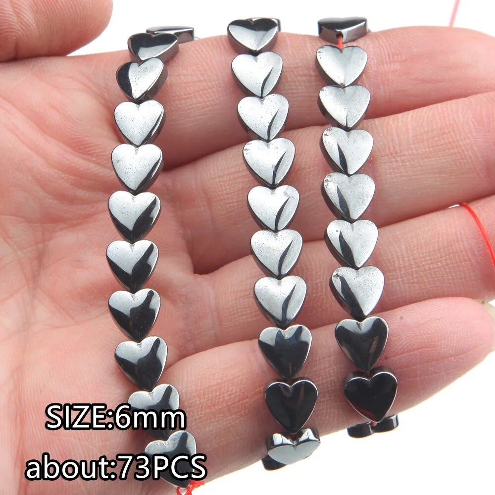 Бусины гематит сердце QTOUYE Серебряный, 29