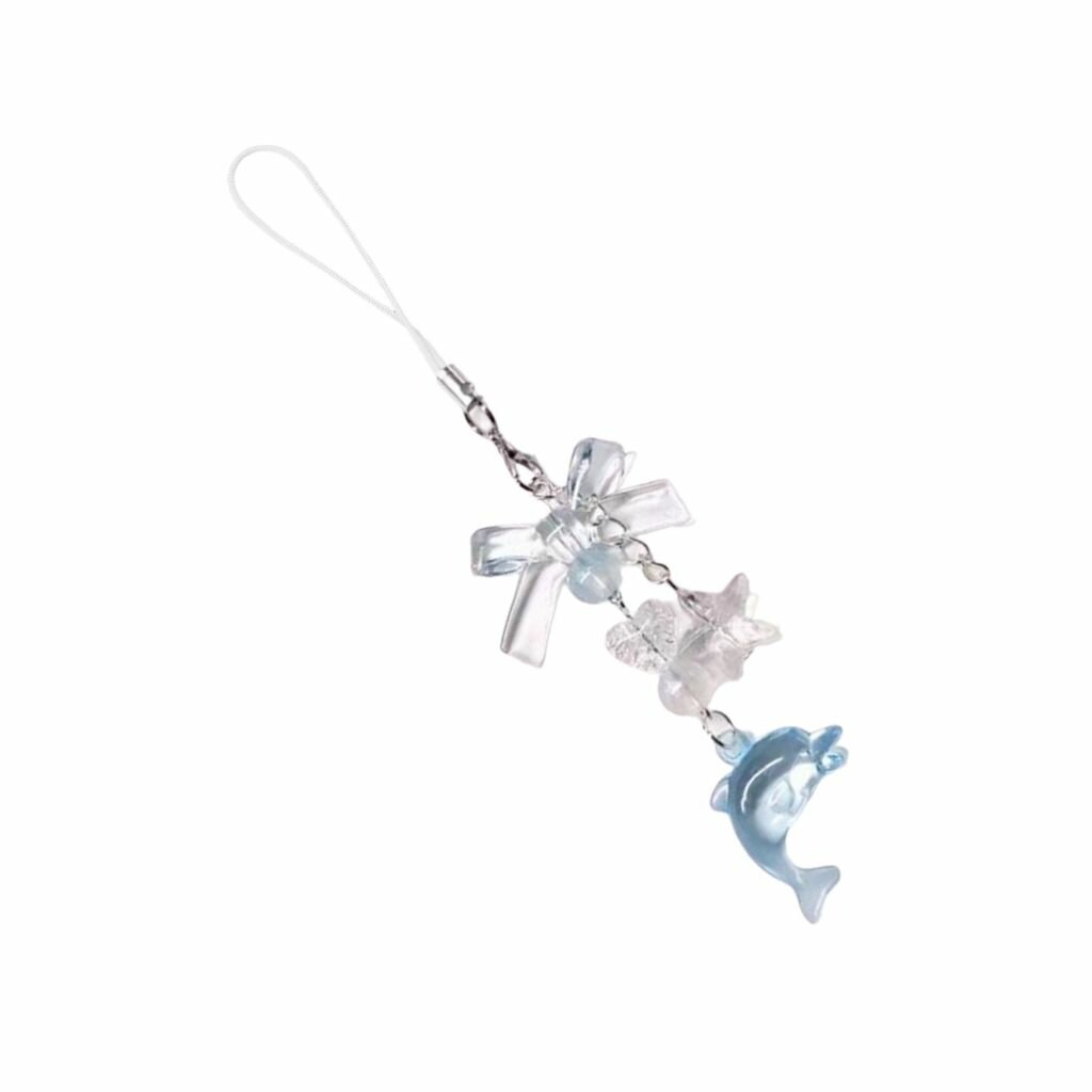 Брелок, Подвеска на цепочке для мобильного телефона в виде морской звезды с дельфином-синий