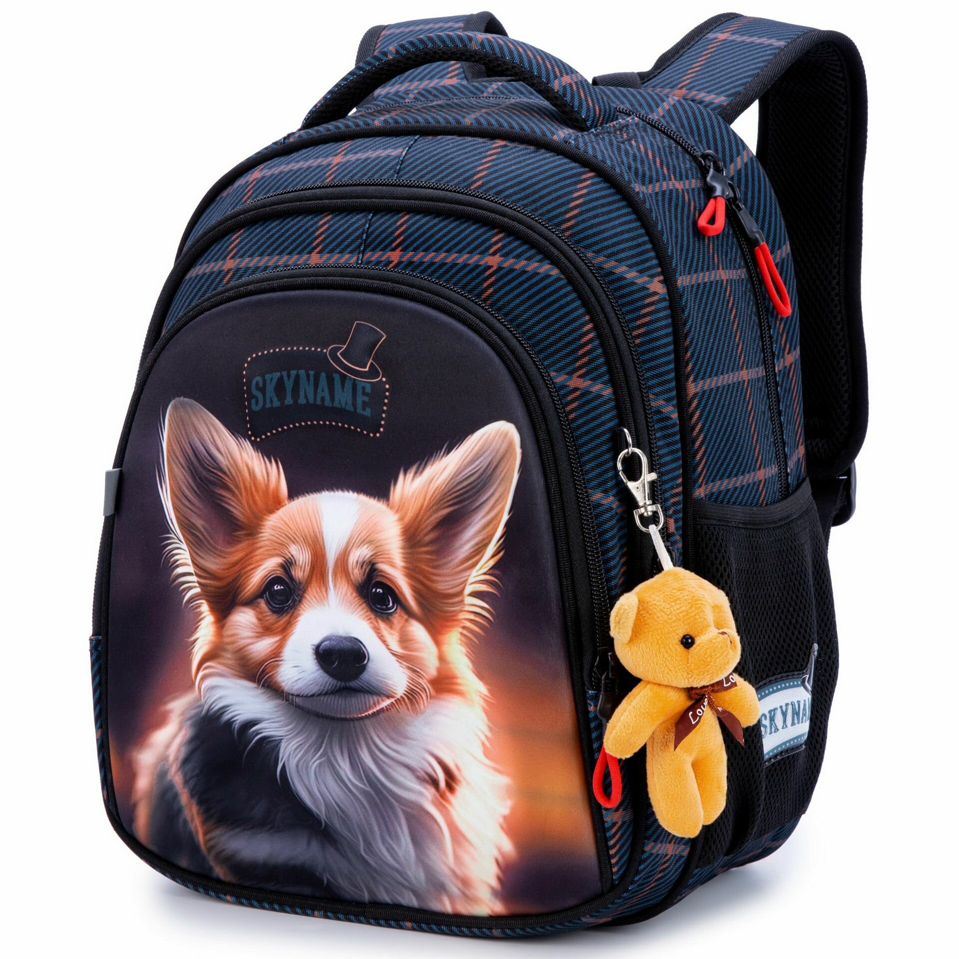 Рюкзак школьный девочки 17л А4 анатомическая спинка+мишка SkyName (Скайнейм)