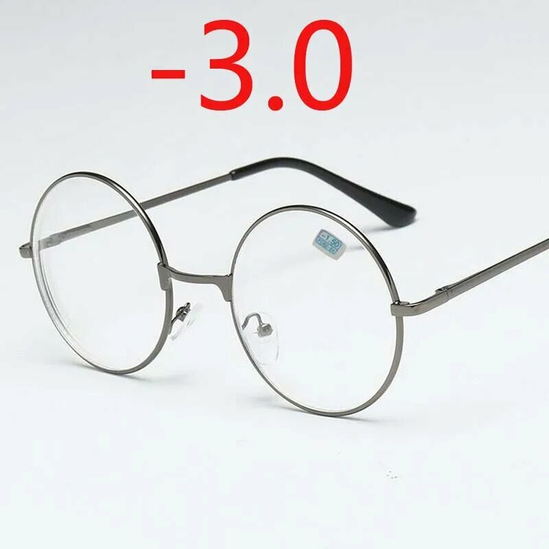 Металлические круглые очки Myopia -1.0 -1.5 -2.0 до -4.0 gray myopia -3.0