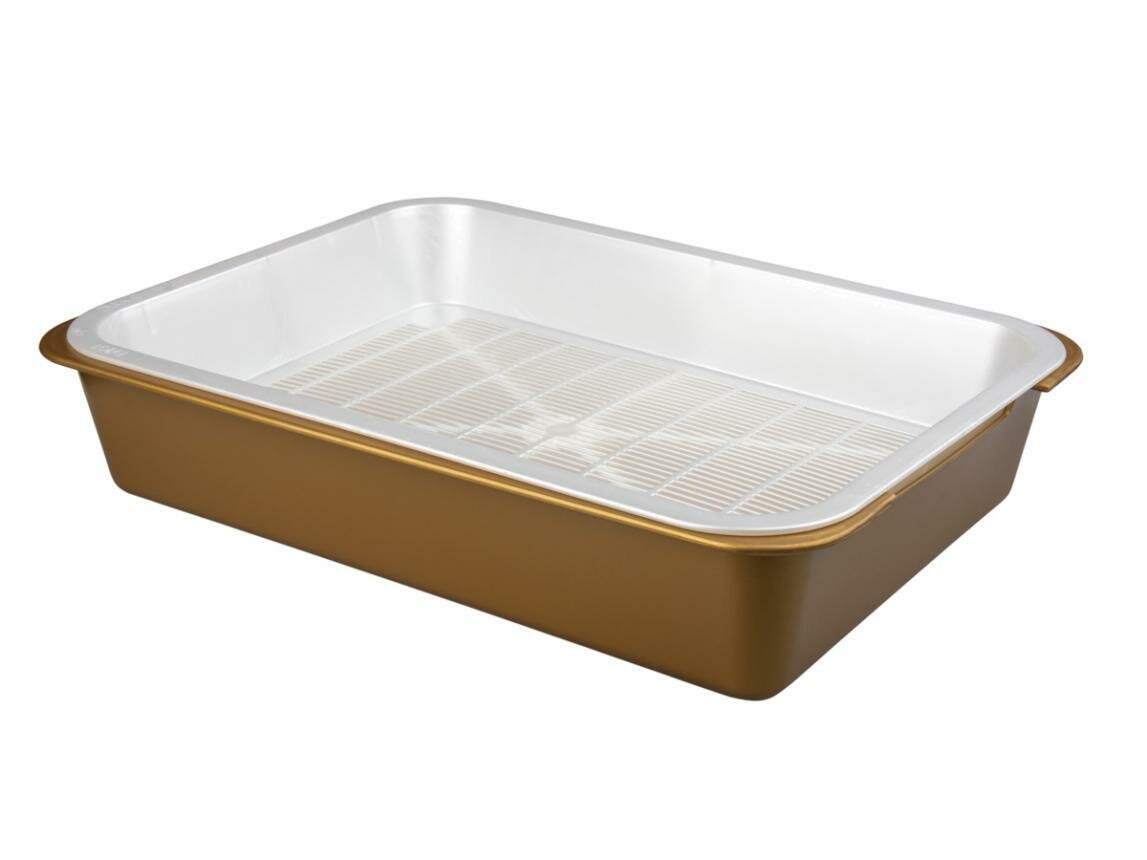 Туалет для кошек "люкс" С сеткой золото/перламутр вака 1/10/360 380*275*80