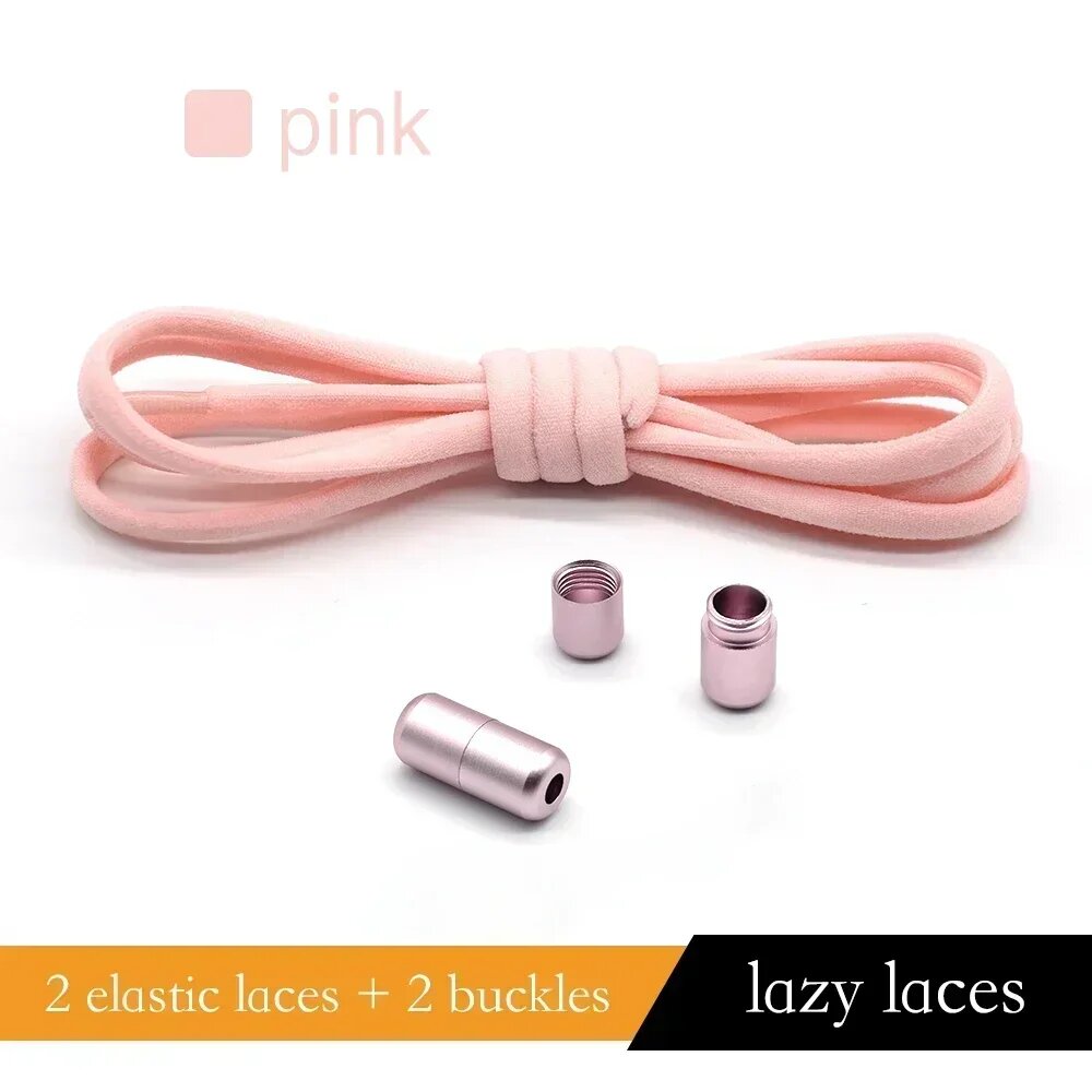 Розовые эластичные шнурки "Lazy Laces" с застежками