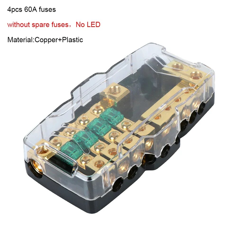 24 В 12 В 30 А 60 А Блок предохранителей Блок разветвителя Распределение постоянного тока Светодиодный индикатор Аксессуары для автомобильного плеер Аудио Стерео Держатель предохранителей Золотой