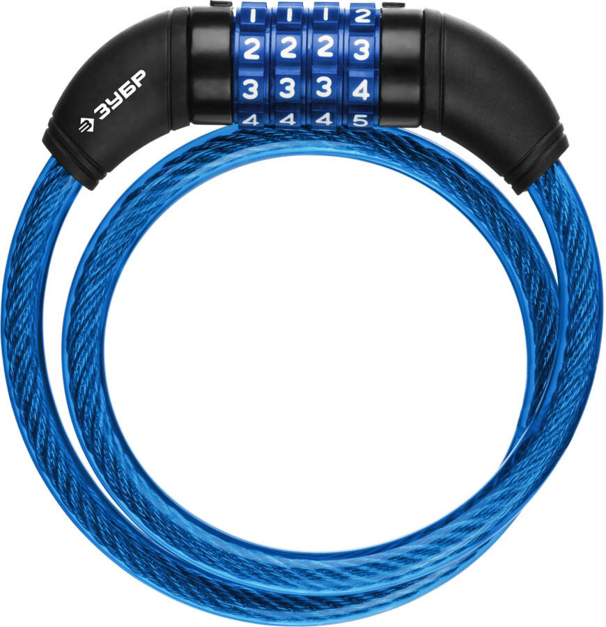 Замок тросовый ЗУБР 650 мм, 10 мм, цинковый сплав, кодовый, Профессионал