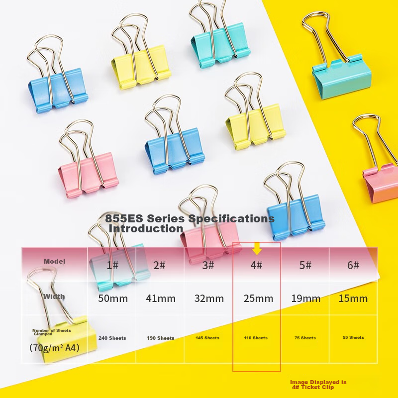 [Super Popular] Deli 48 Pieces 25mm Colorful Long Tail Clips, #4 Medium Metal Binder Clips for Bills And Documents, Office Supplies, 48 Pieces/tube, 8554ES