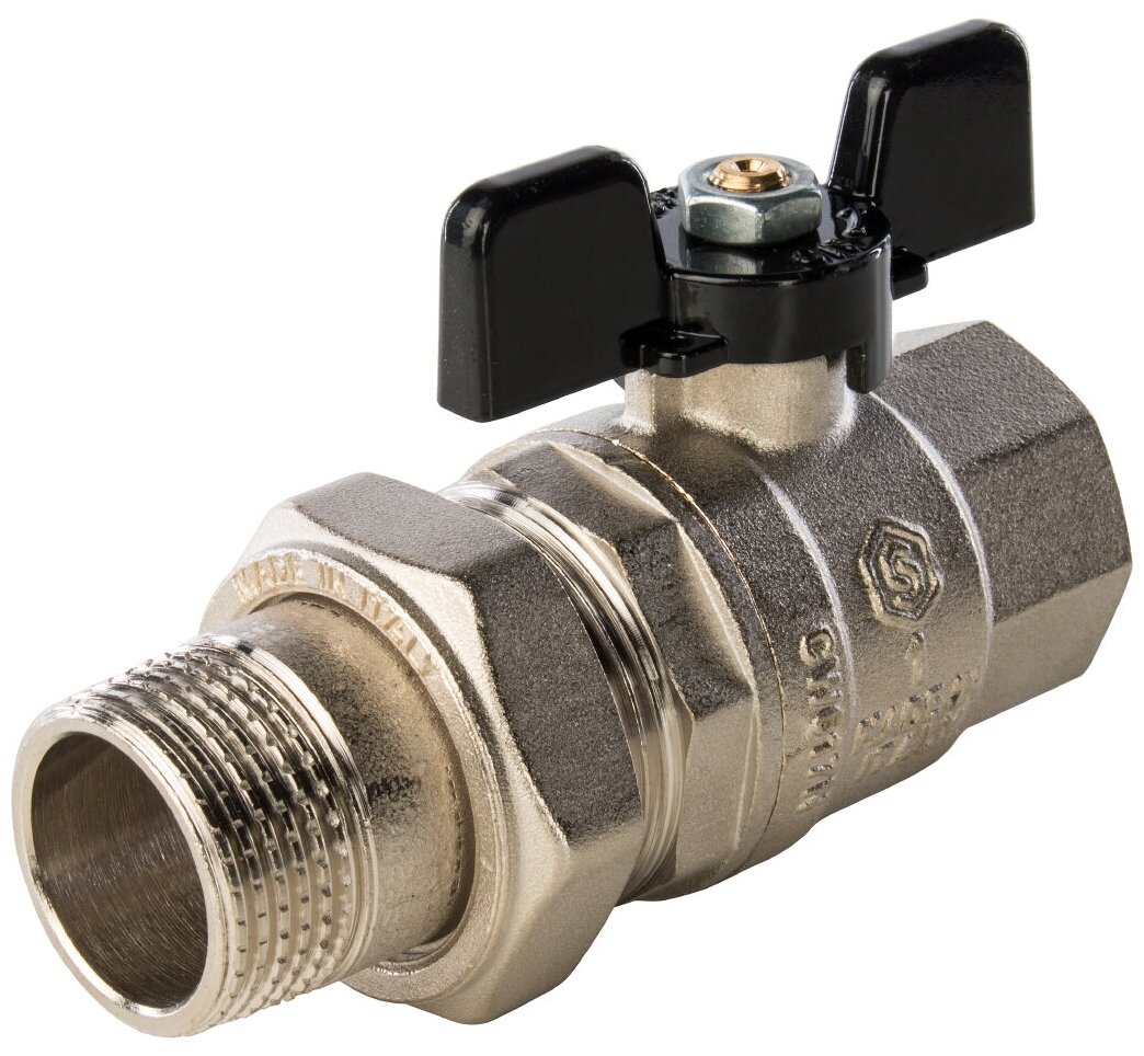 Кран шаровый STOUT SVB-0007 муфтовый (ВР/НР), латунь, с накидной гайкой 1 шт. 34 см Ду 25 (1") муфтовый (ВР/НР) серебристый