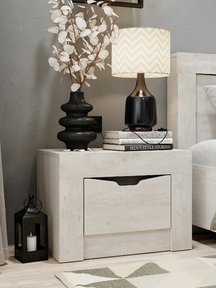 ARNIKA Тумба прикроватная Леонардо, 60х37.8х43.2 см, бетон пайн светлый, графит