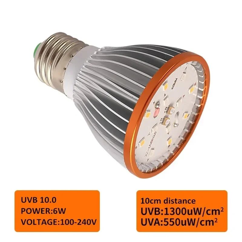 Светодиодная лампа UVB 10.0 UVA 550uW/cm² для рептилий