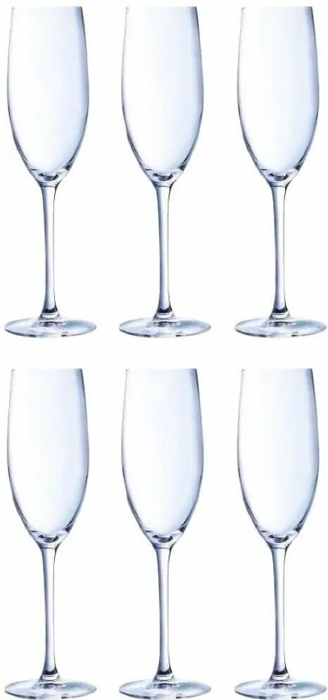 Бокал-флюте Сиквенс хр. стекло 240мл D69, H235мм прозр.6шт.