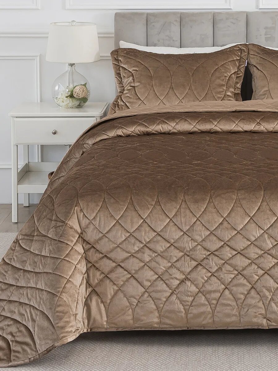 Покрывало Roxette 240x260, 2 наволочки 50x70, велюровое