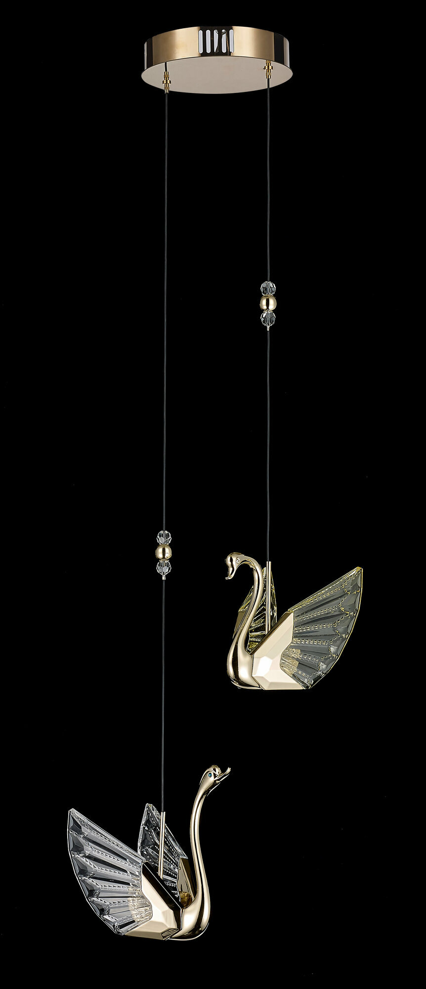 Светильник CTM MD88329-2A, хрустальный, золотой, подвесной, Е27