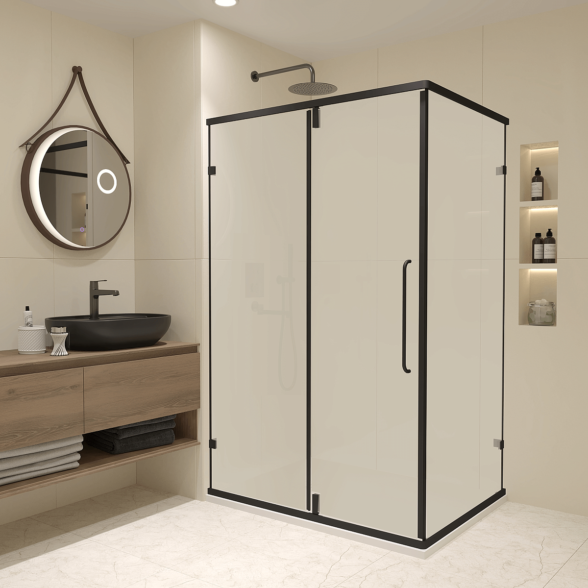 Душевой уголок RGW Classic CL-046B 350904609-24 100x90 стекло матовое песоструй/профиль черный