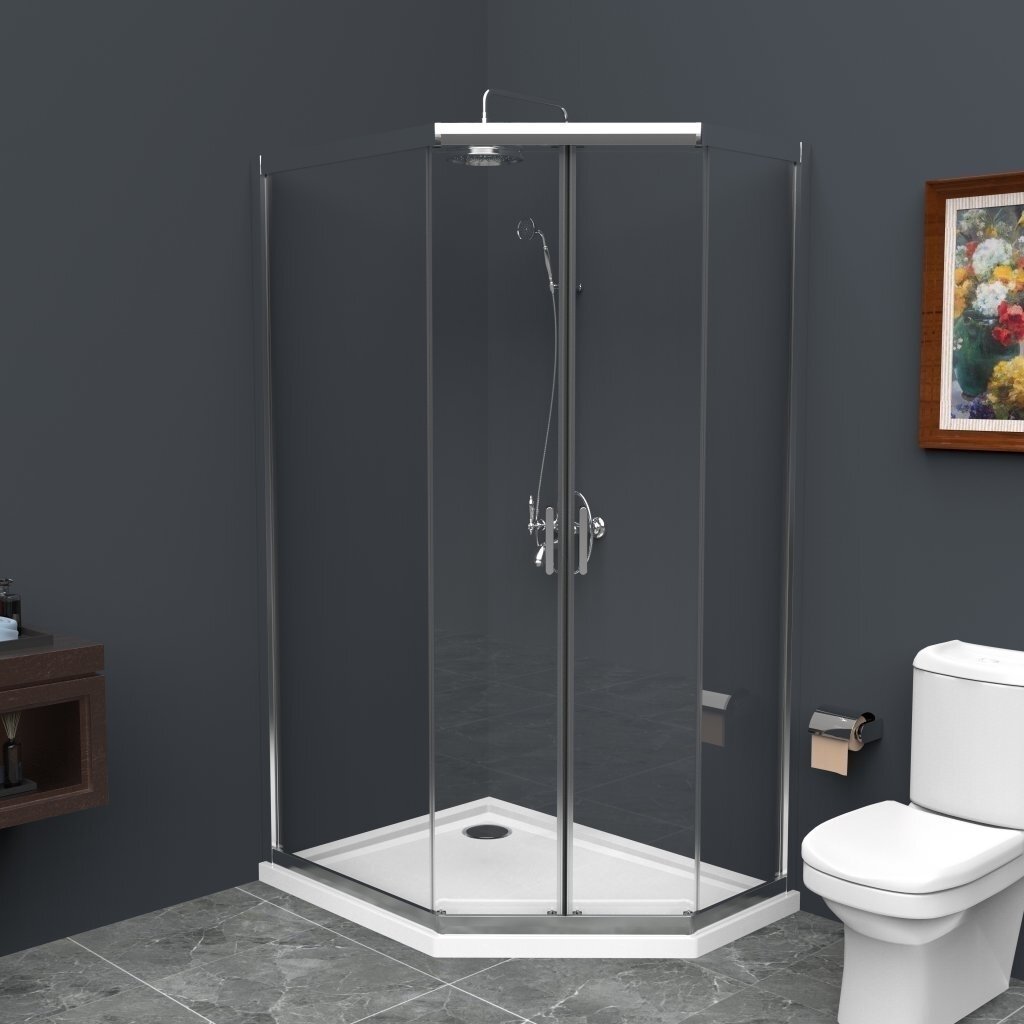 Душевой уголок BelBagno UNO 195-PH-2 100x80 прозрачный/хром