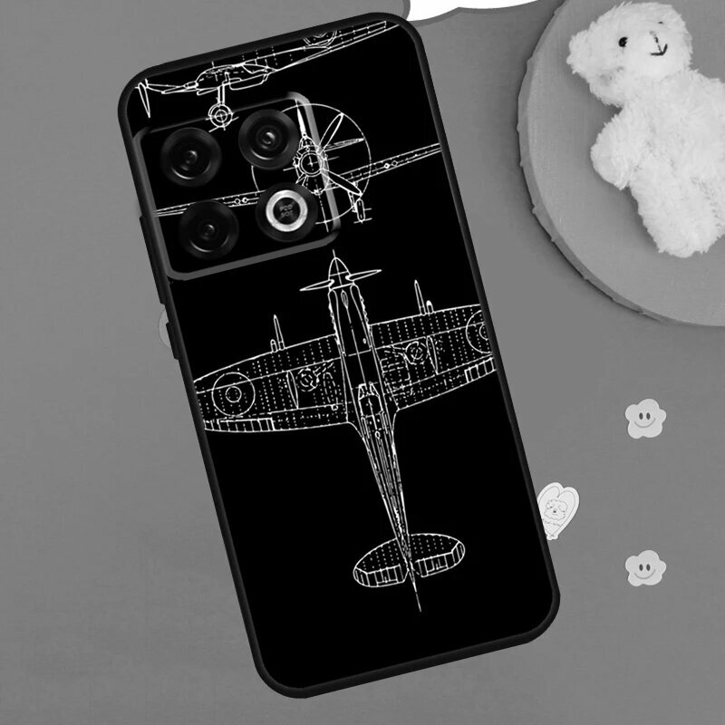 Чехол для OnePlus 13 с принтом самолета, черный
