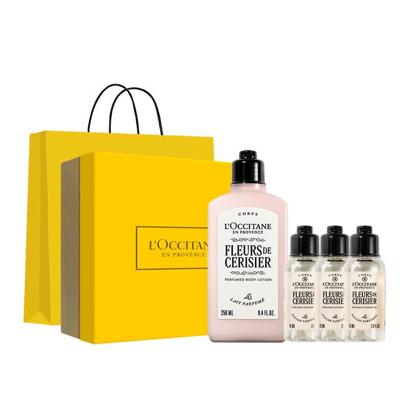 Набор для ухода за телом унисекс LOCCITANE Cherry Blossom с ароматом вишневого цвета, 250 мл + 6 х 35 мл