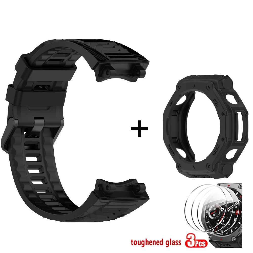 Ремешок Amazfit T-REX 3, черный, 3 шт. защитного стекла