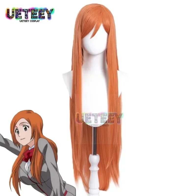 Косплей костюм Bleach Inoue Orihime UETEEY COS оранжевый парик