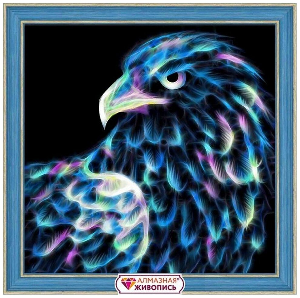 Набор Алмазная живопись #АЖ-1712 Неоновый орёл, Алмазная Мозаика, 25 x 25 см