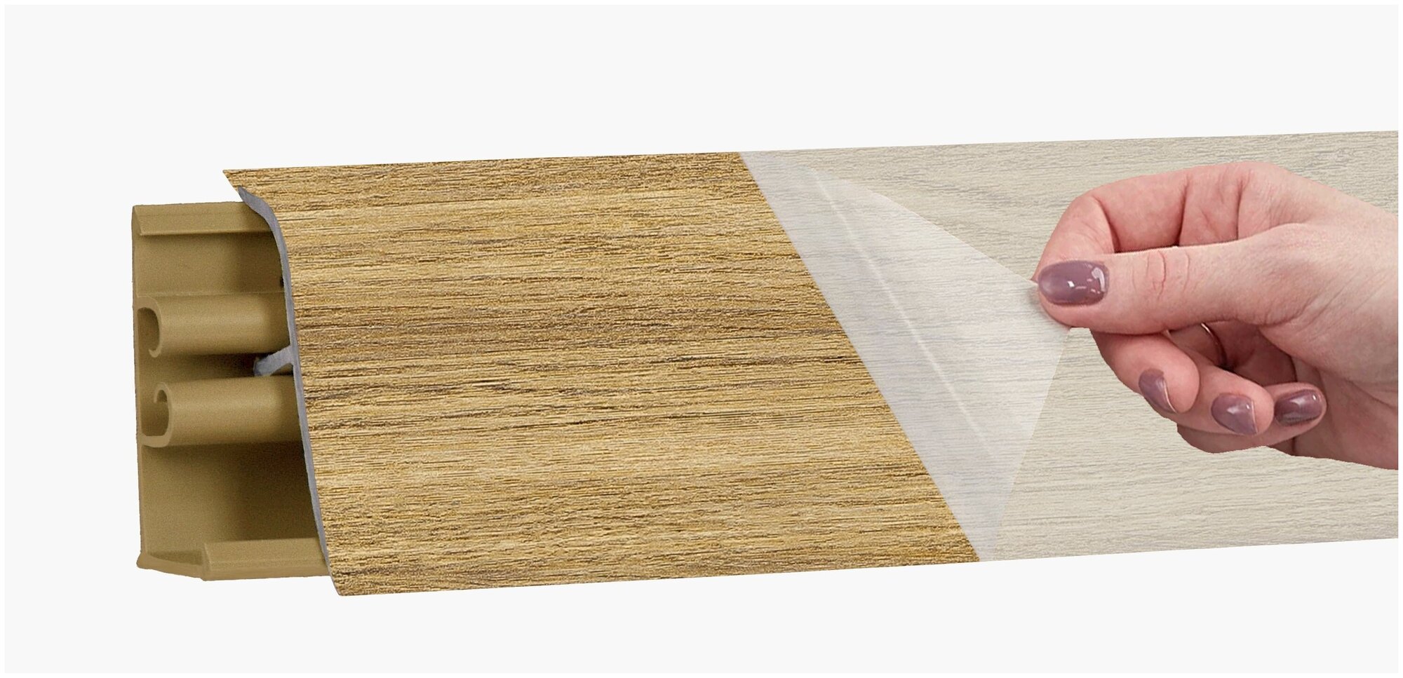 Плинтус для столешницы Korner LB38 с кабель-каналом мягкий край 38х24x3000 мм ПВХ, Дуб золотистый -1 шт