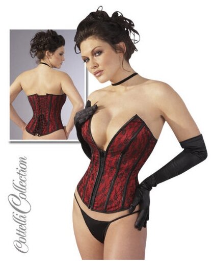 Красный корсаж с черным кружевом сверху от Cottelli Collection, размер L