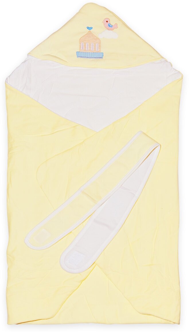 Одеяло-конверт для новорожденного Слоник, весеннее, желтое, 90х90 см