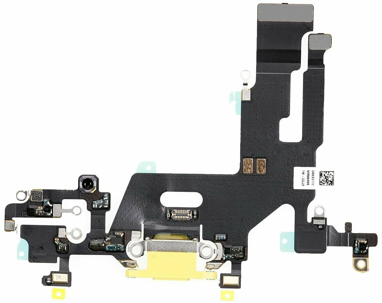 Нижний шлейф (разъем зарядки и синхронизации, микрофоны) iPhone 11 (Желтый, Yellow) (AASP)