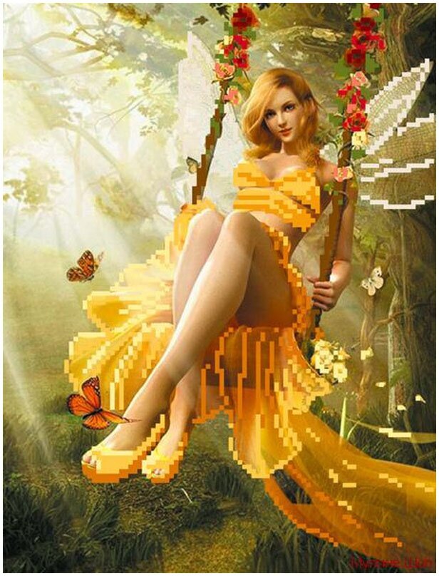 Матренин Посад канва/ткань с рисунком Фея 4212 на шелке 28 см х 34 см для вышивания