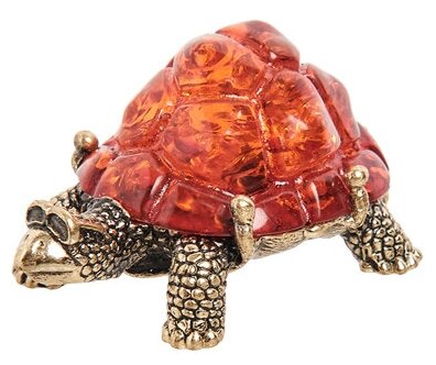 Фигурка Черепаха сухопутная (латунь, янтарь) AM- 605 113-702864