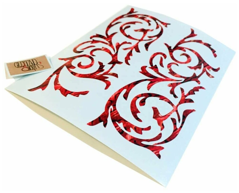 Наклейка виниловая на гитару "На обечайку 1", абалон красный