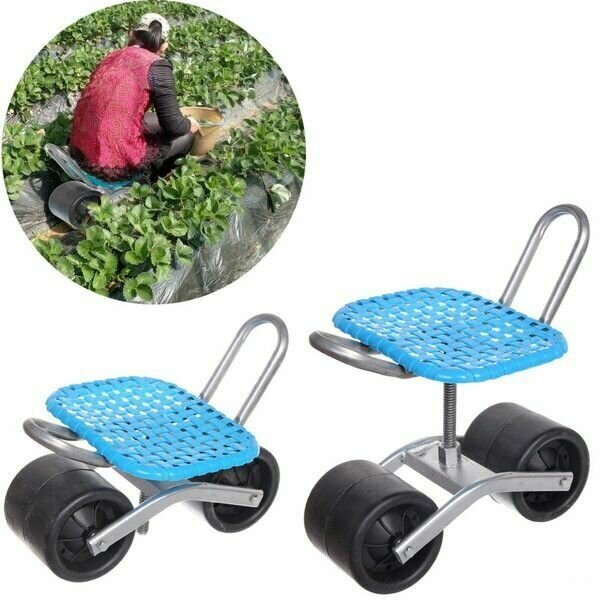 Стул садовый на колесах для прополки и работы в саду 35х47х14см с поворотным механизмом(360градусов), цвет красный