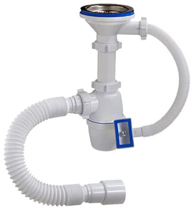 Сифон Orio 1 1/2"х40 мм, перелив, гофротруба, сантехнический А-40079