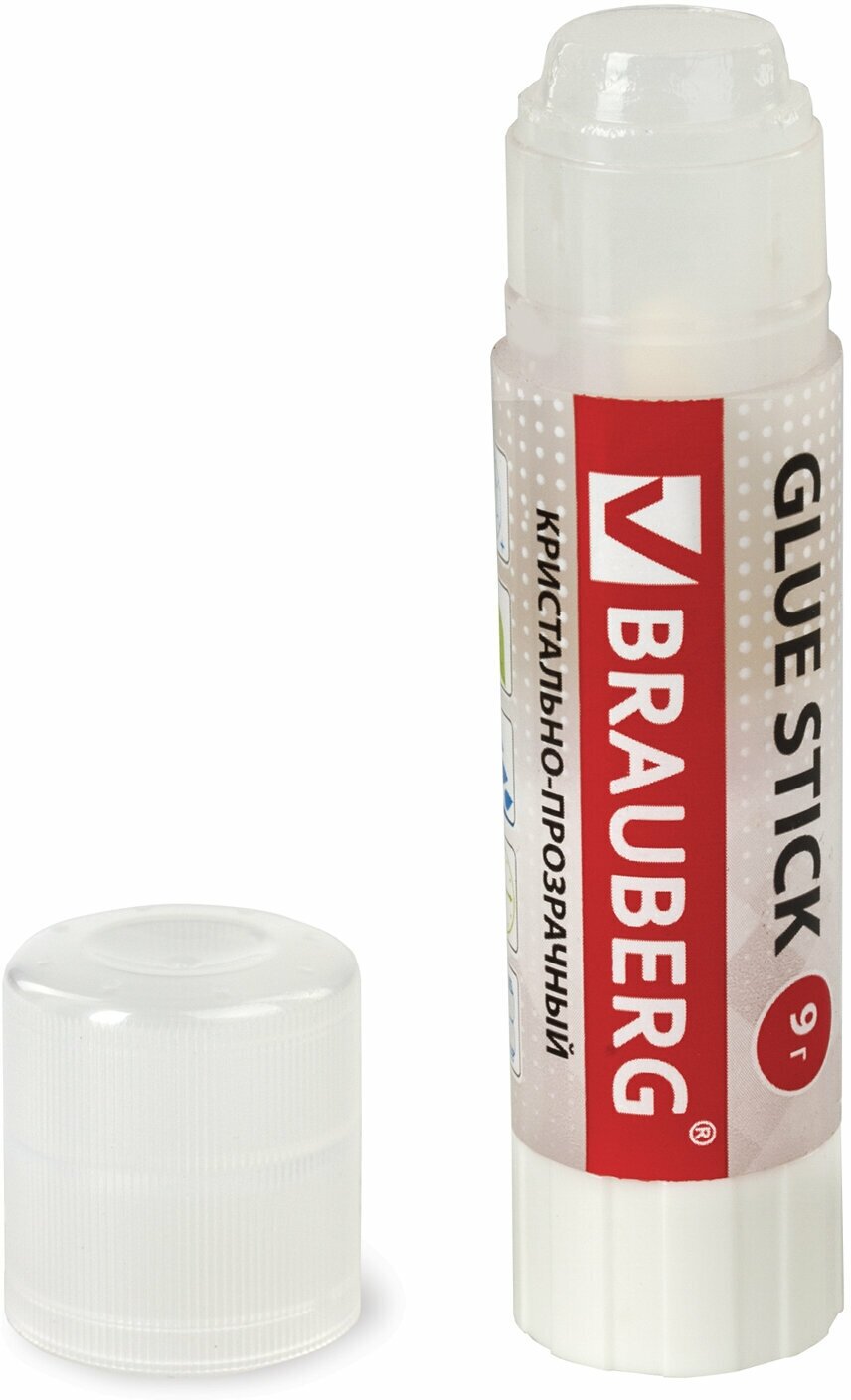 Упаковка 30 шт. Клей-карандаш BRAUBERG "Crystal", 9 г, прозрачный, 227967, PVP