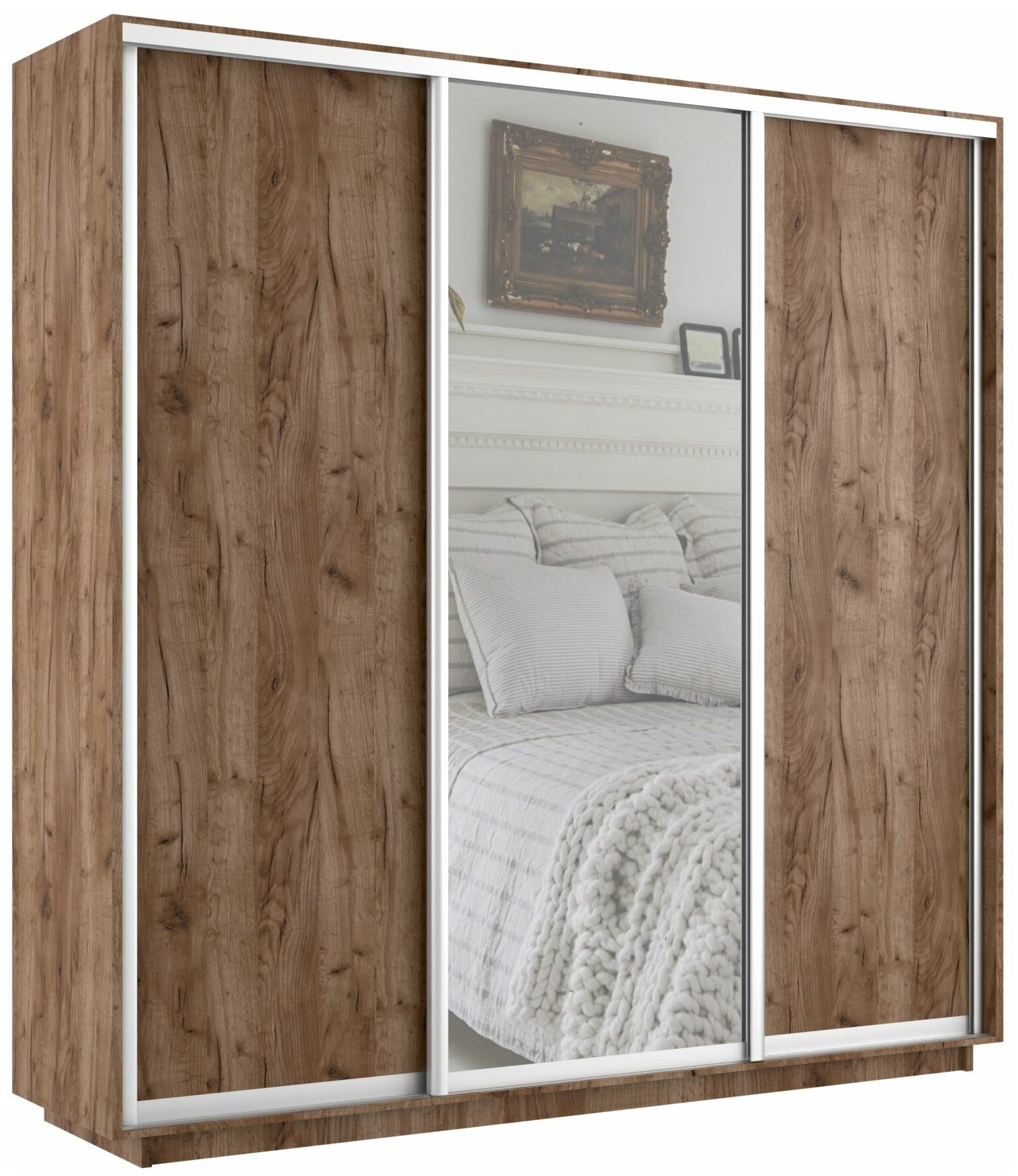 Шкаф-купе Экспресс 2,1 ДСП/Зеркало/ДСП Крафт табачный глубина 45 см