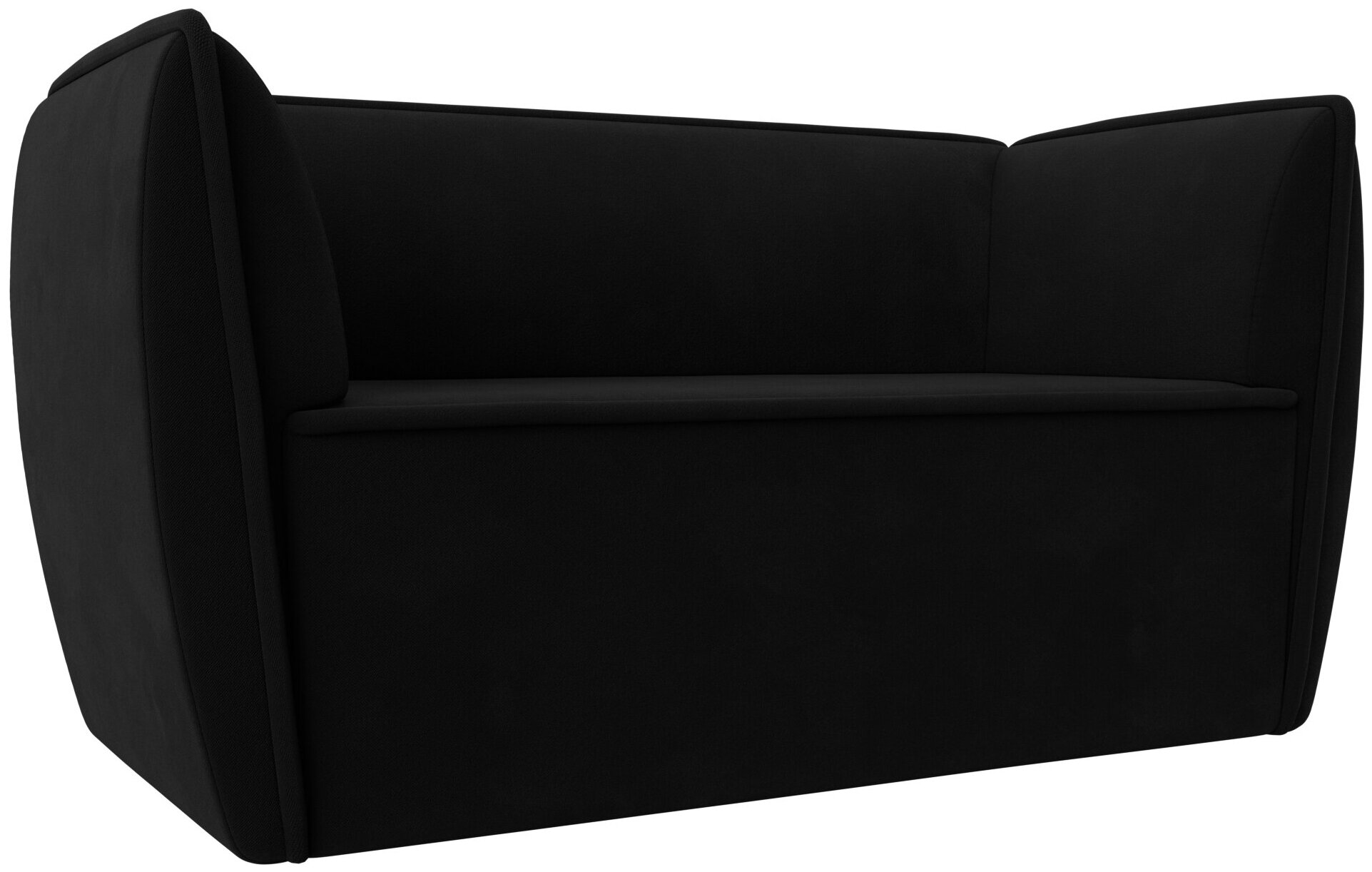 Диван кухонный прямой Бергамо 2-х местный, микровельвет, механизм нераскладной, черный, 140x64x80см. Хит Диванов